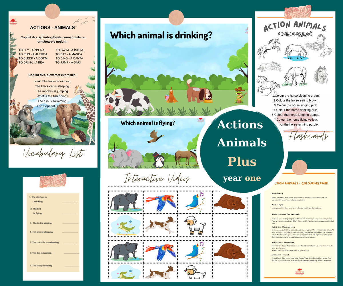 Actions Animals (Year 1 of Study) - Plus Pack - Fise de Lucru in Limba ...